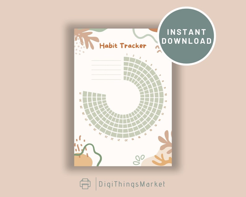 Digital Printable Habit Tracker Digital Planner Print - Etsy