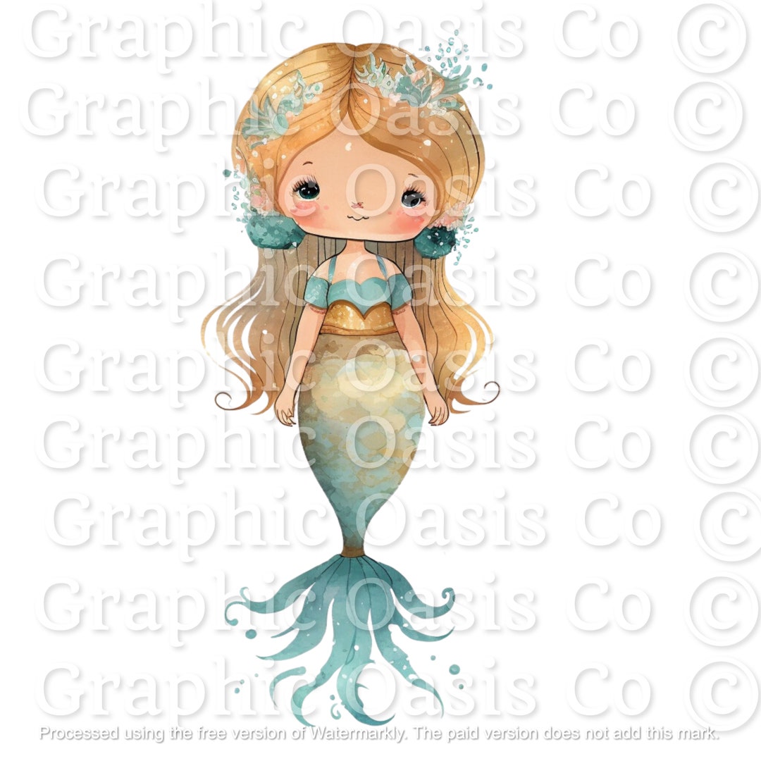 Blonde Watercolor Mermaid Clipart - Etsy