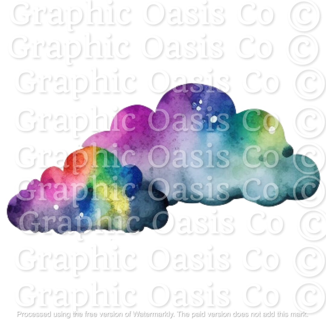 Rainbow Rain Cloud Watercolor Clipart - Etsy