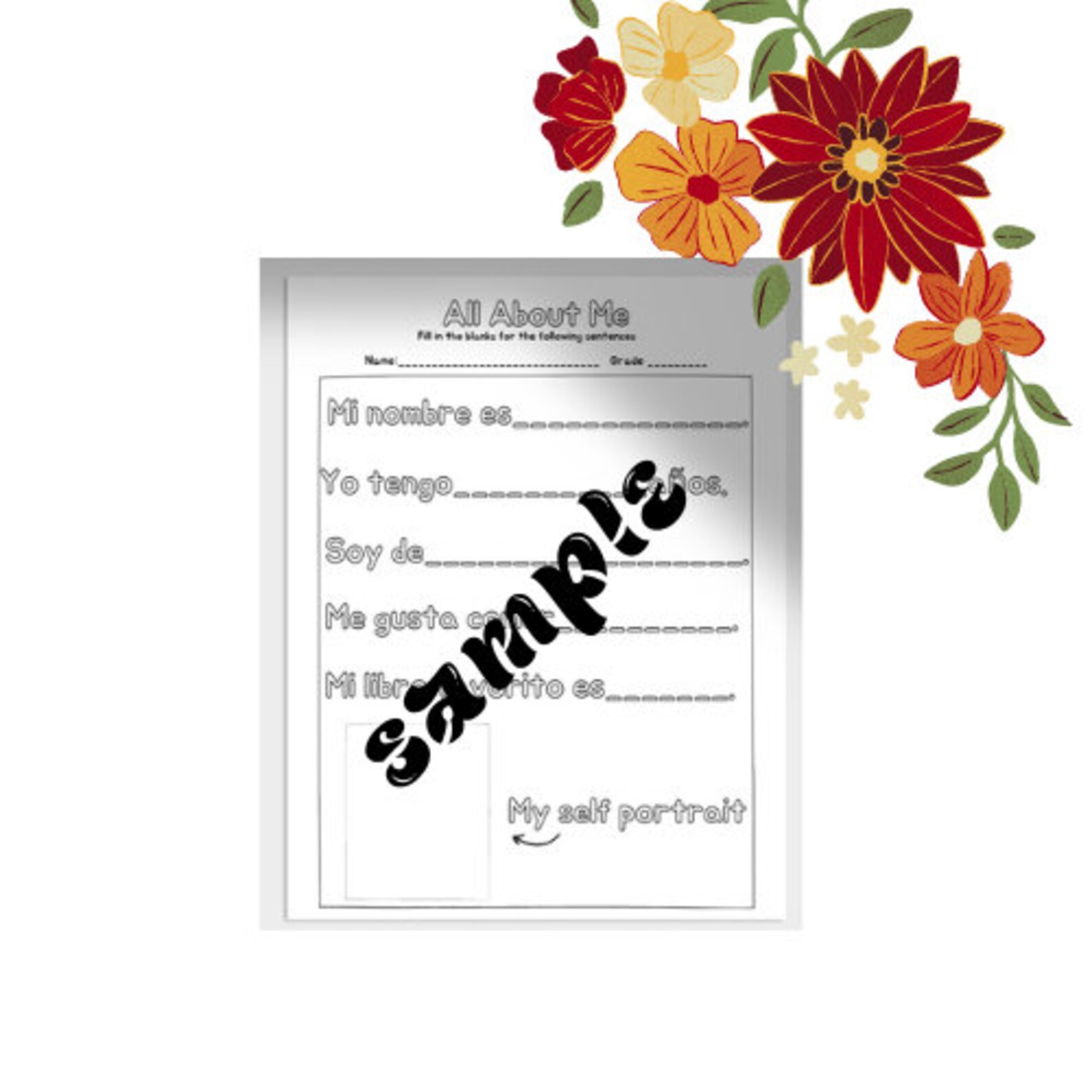 All About Me - Spanish Worksheet for Kids - Digital Download - Etsy