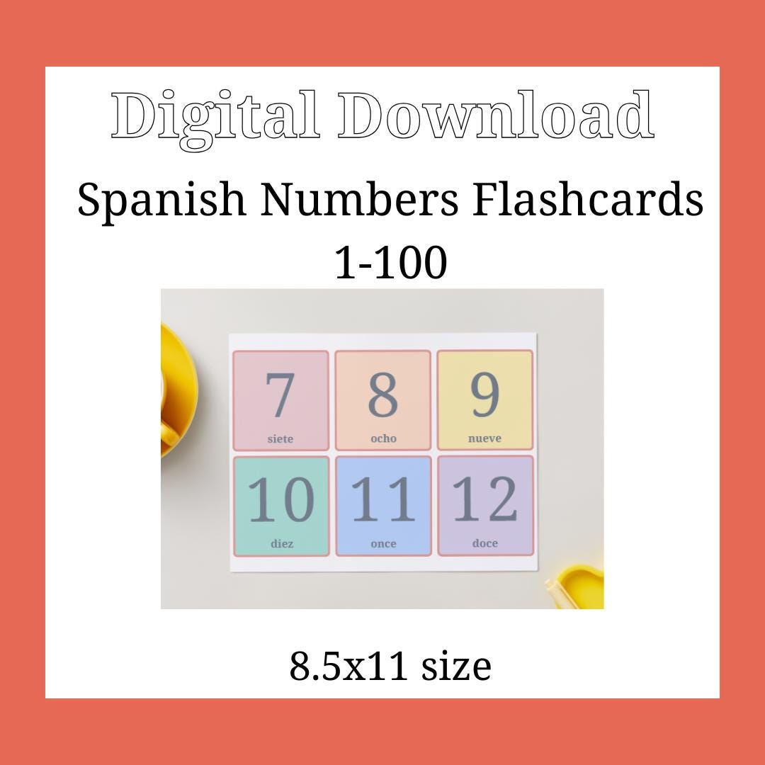 Spanish Numbers Flashcards 1–100 – Kids Printable Homeschool PDF ...