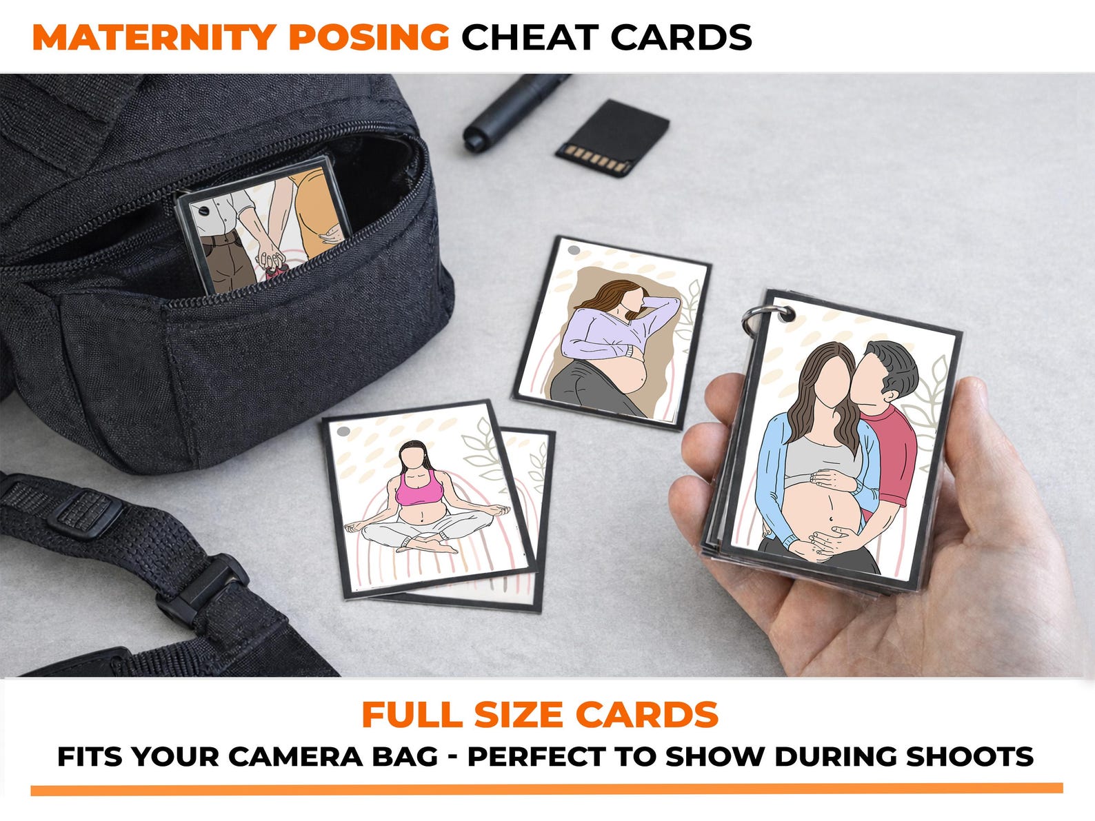 Maternity Posing Cheat Sheet Cards | Printable Photography Basics ...