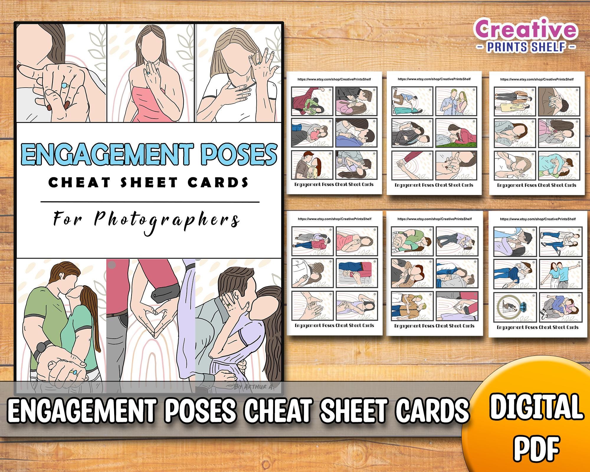 Engagement Posing Cheat Sheet Cards | Printable Photography Basics | Download | Gift for ...