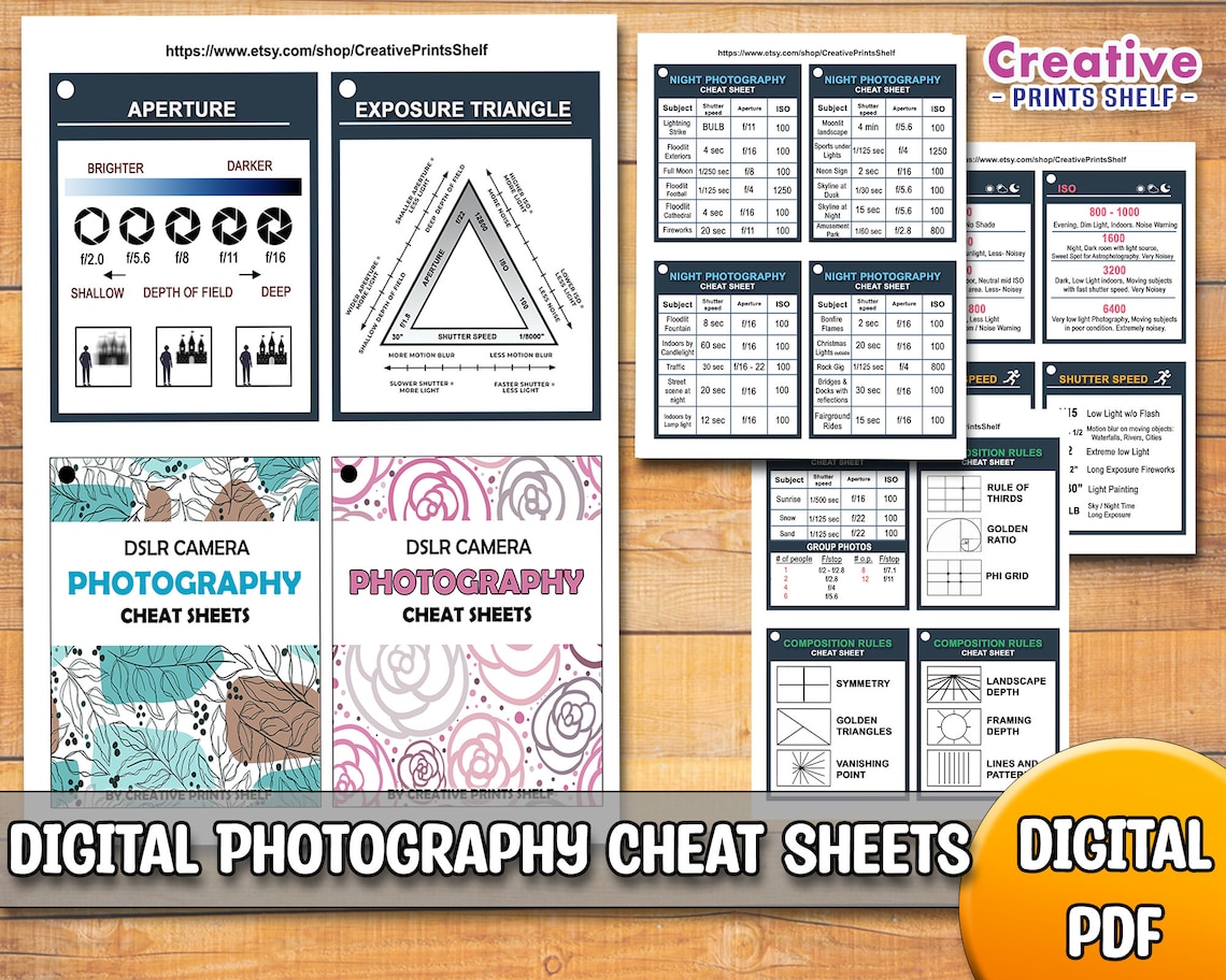 DSLR Cheat Sheet Cards Printable DIY Photography Basics - Etsy Australia