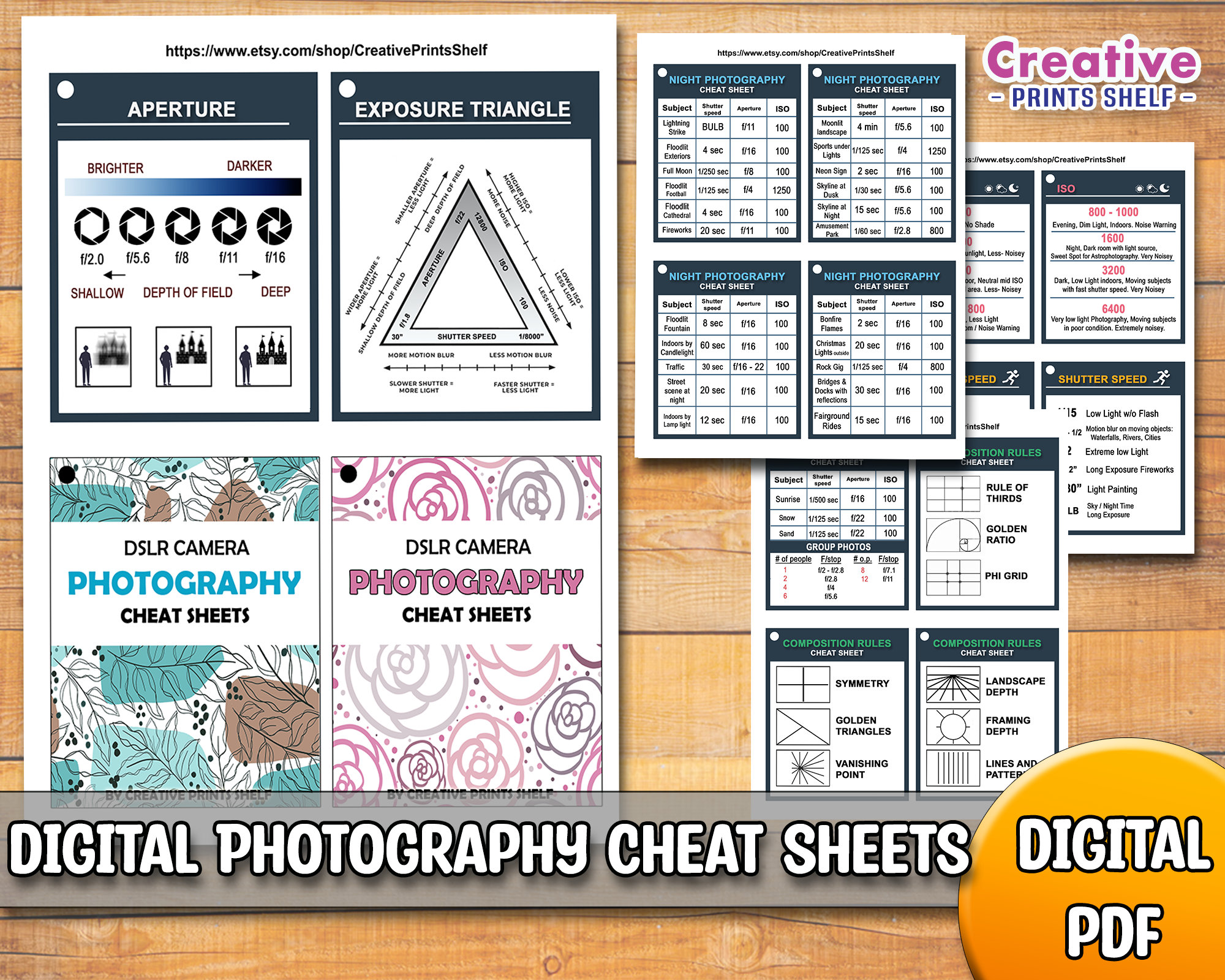 DSLR Cheat Sheet Cards Printable DIY Photography Basics Instant ...