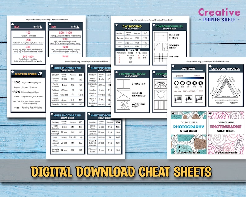 DSLR Cheat Sheet Cards Printable DIY Photography Basics - Etsy Australia