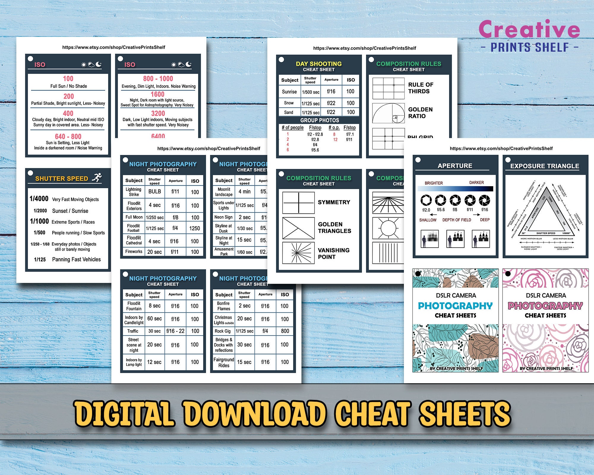 DSLR Cheat Sheet Cards Printable DIY Photography Basics - Etsy Australia