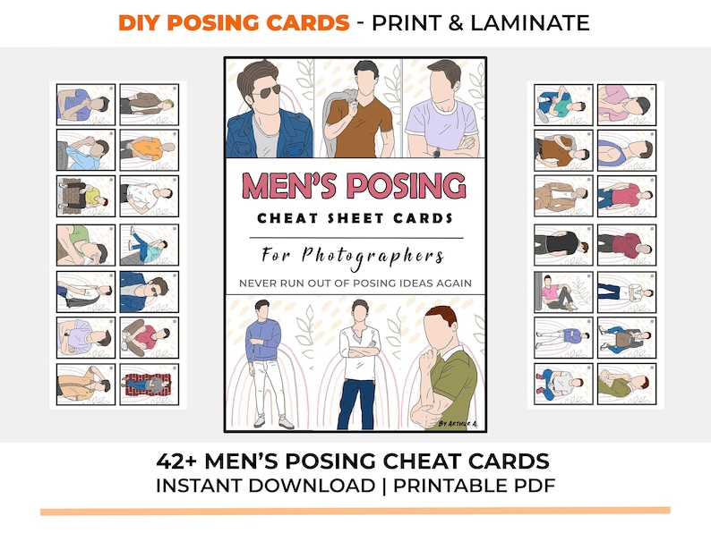 Men's Posing Cheat Sheet Cards | Printable Photography Basics ...