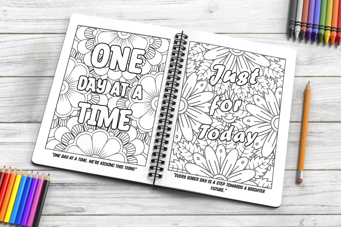 Sobriety Coloring Book Printable Coloring Pages 40 Motivational Quotes ...