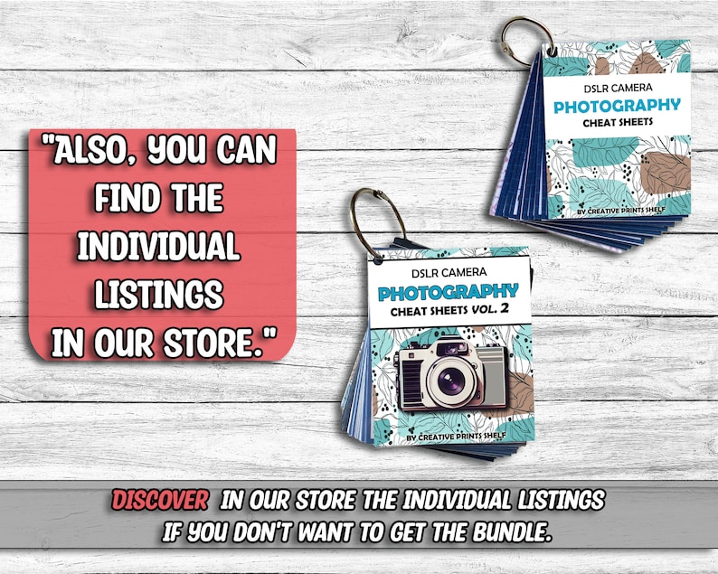 DSLR Cheat Sheet Cards + DSLR Cheat Sheet Cards Vol 2 Printable BUNDLE ...