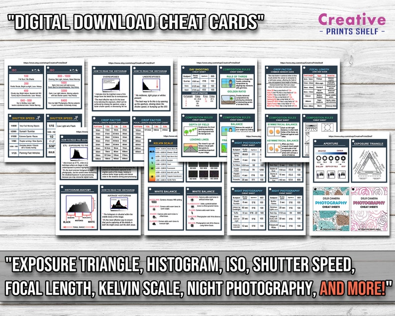 DSLR Cheat Sheet Cards | Printable DIY | Photography Basics | Instant ...
