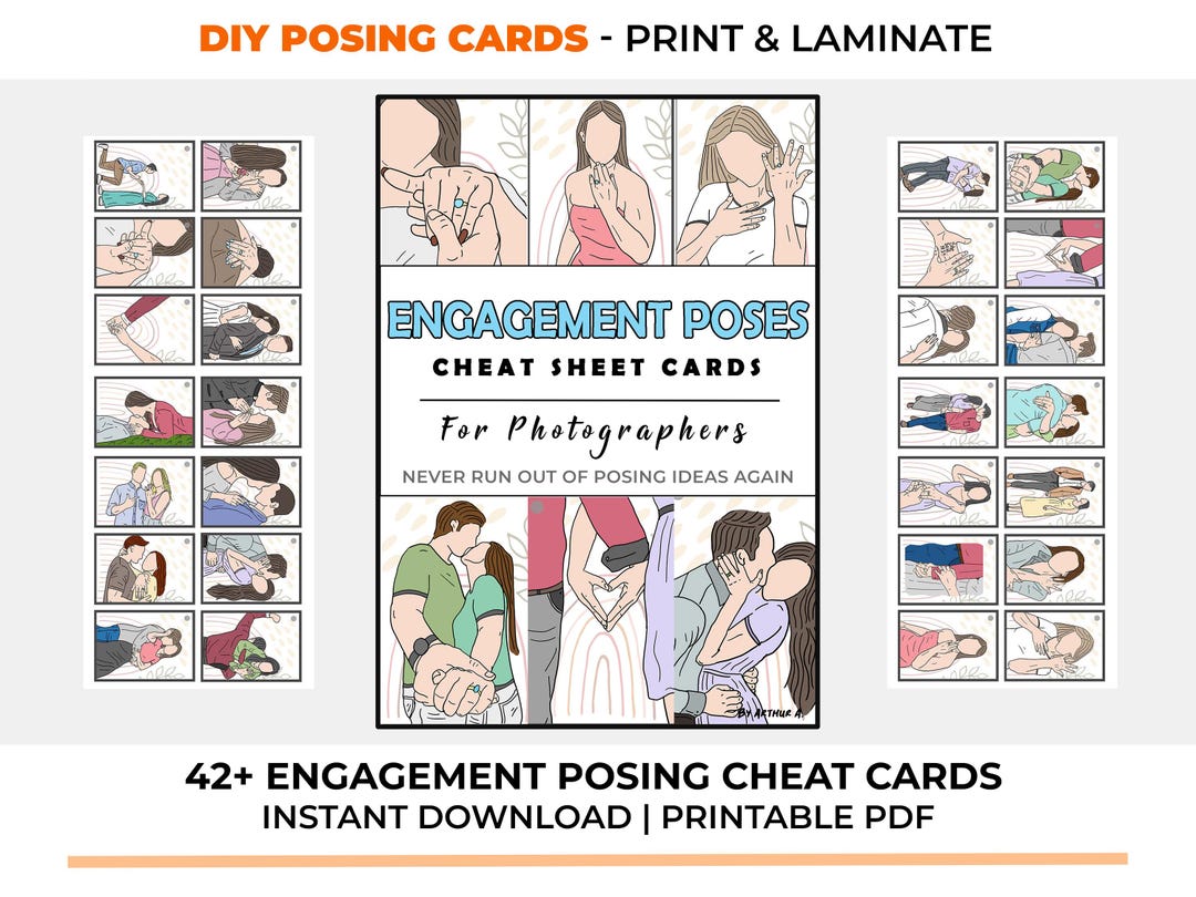 Engagement Posing Cheat Sheet Cards | Printable Photography Basics ...