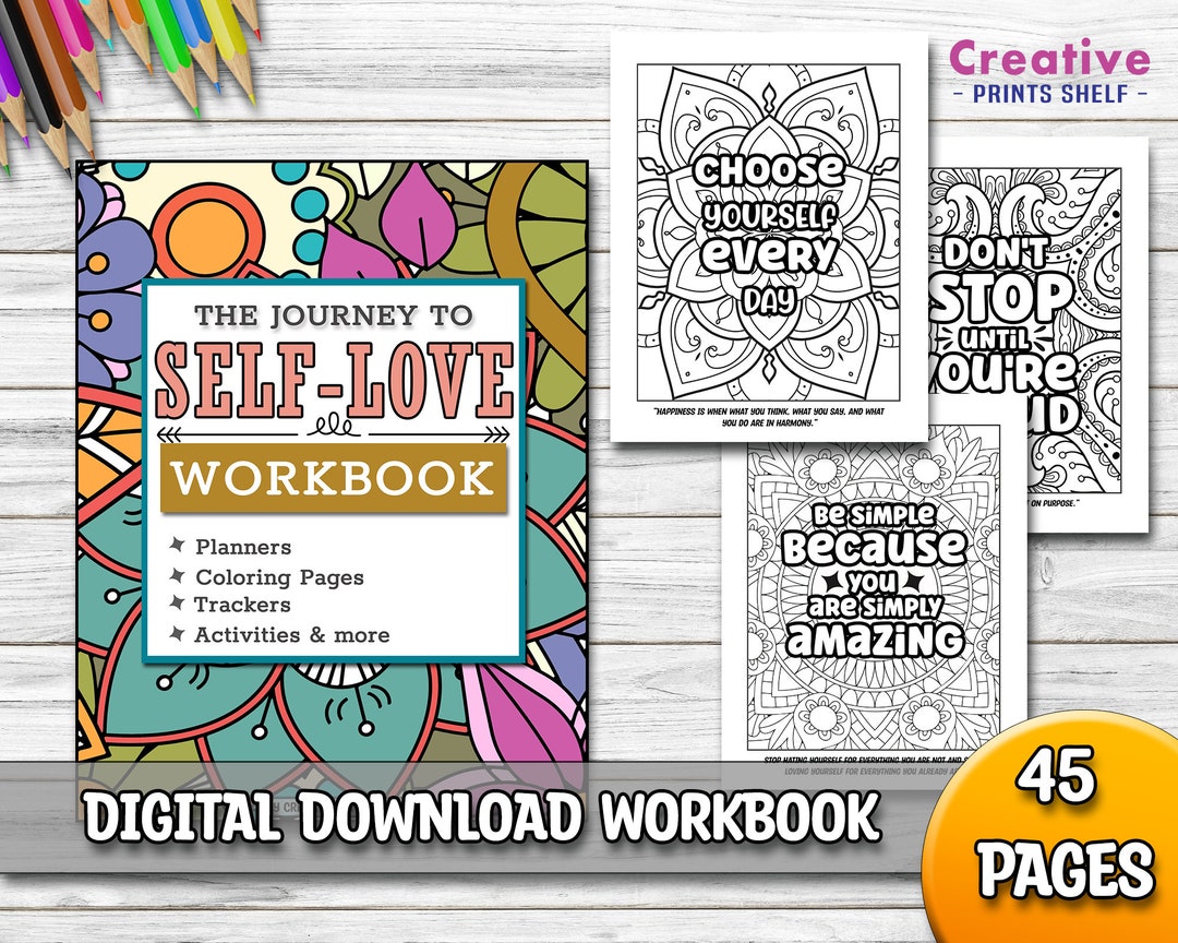 Self Love Workbook | Self Care Coloring Book | Motivational Quotes ...