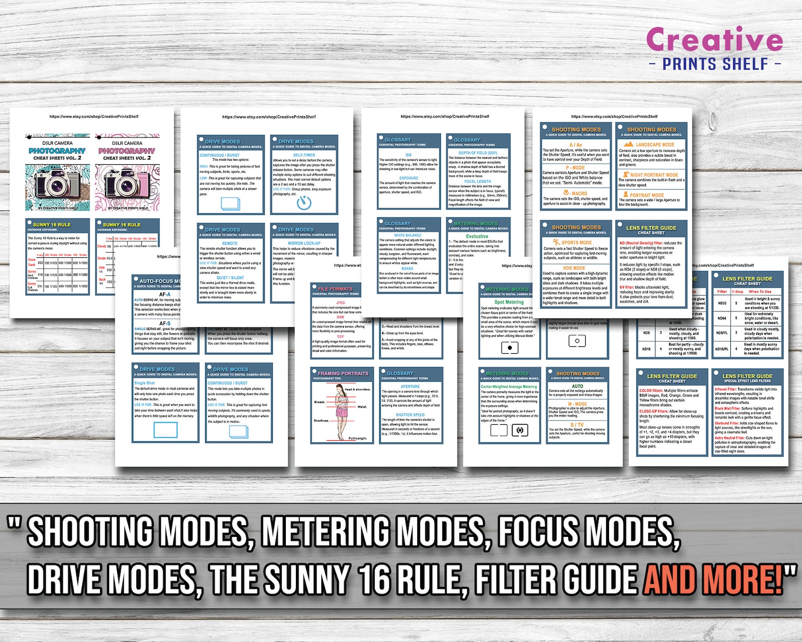 DSLR Cheat Sheet Cards + DSLR Cheat Sheet Cards Vol 2 Printable BUNDLE ...