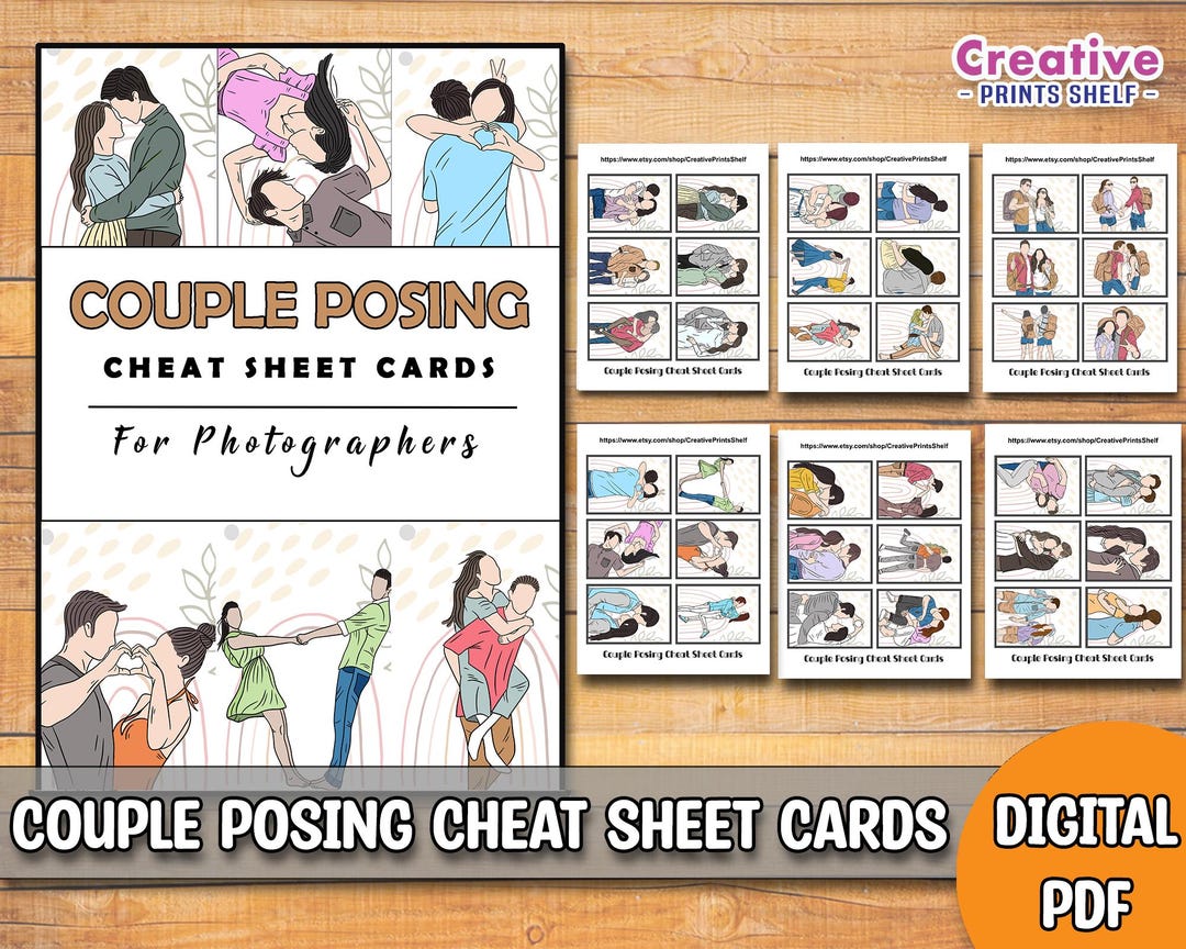 Couple Posing Cheat Sheet Cards | Printable Photography Basics | Download | Gift for ...