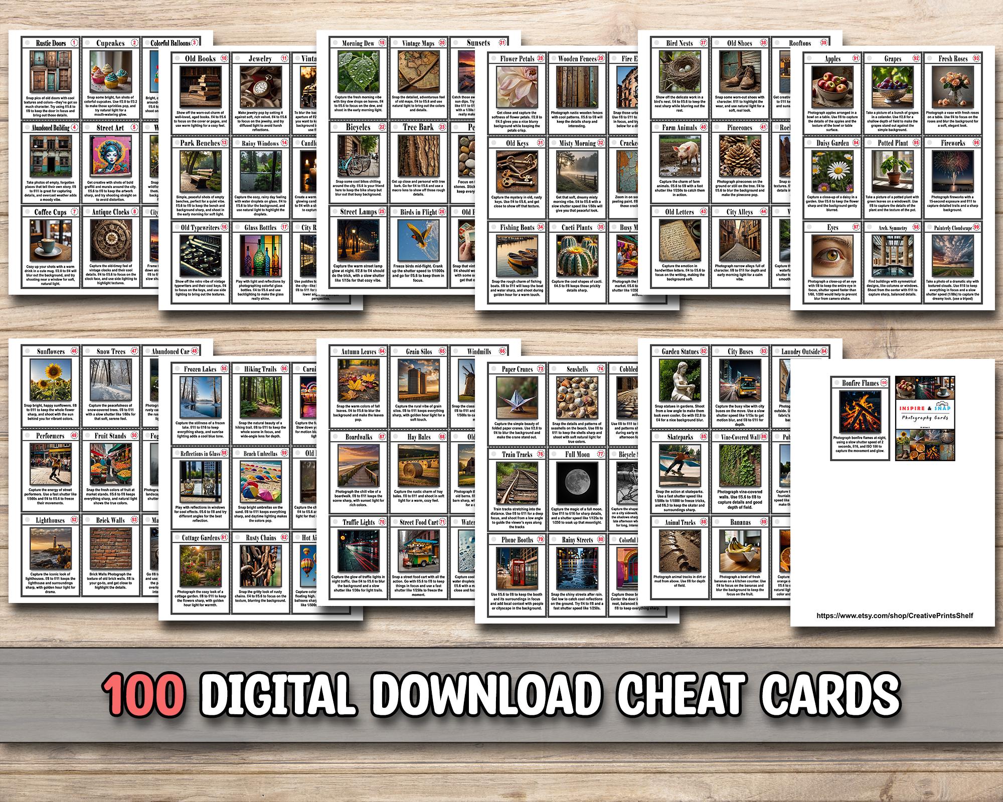 Photography Idea Cards | Printable DIY | Photography Basics | Download ...