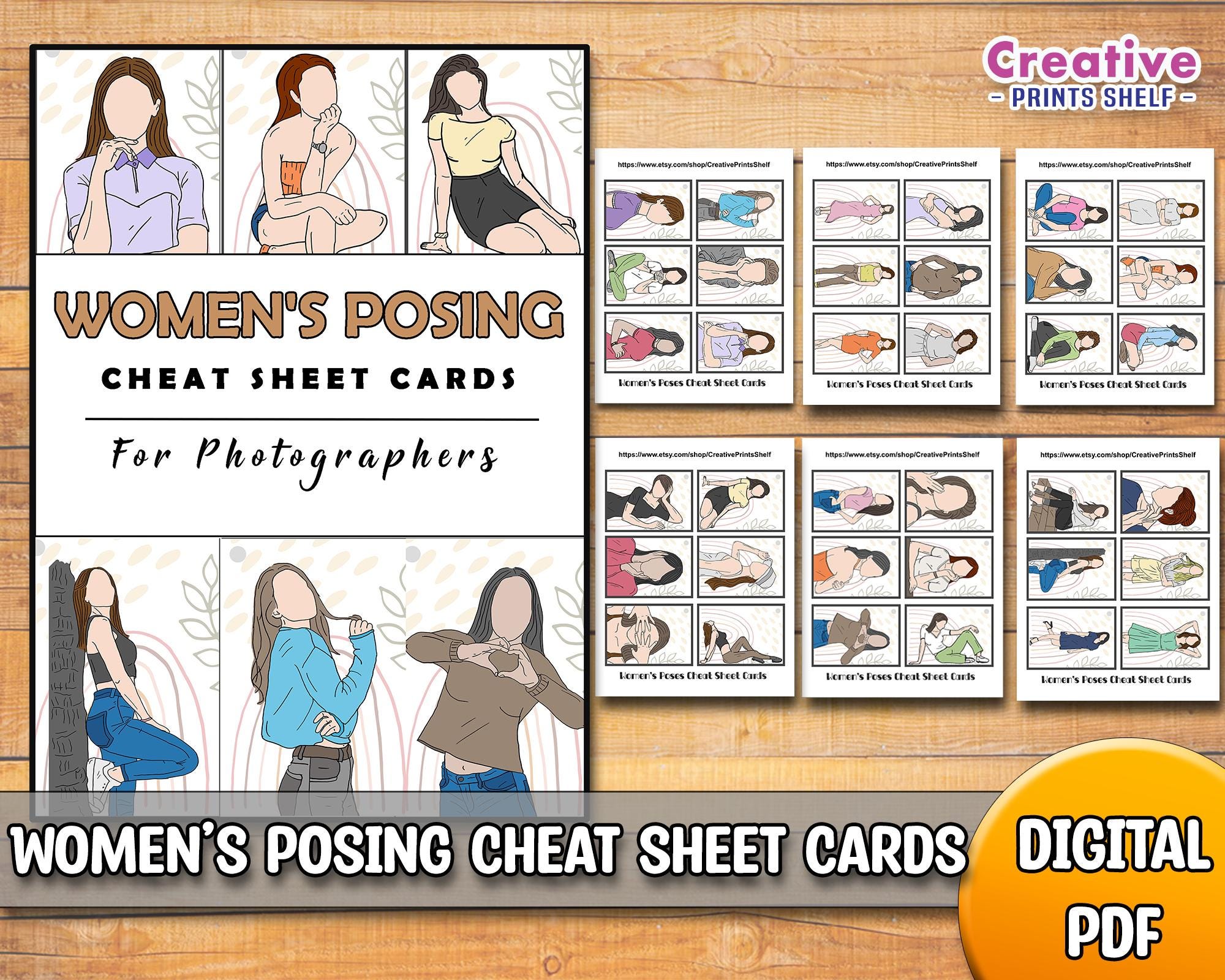 Women's Posing Cheat Sheet Cards | Printable Photography Basics | Download Gift for Photographer ...