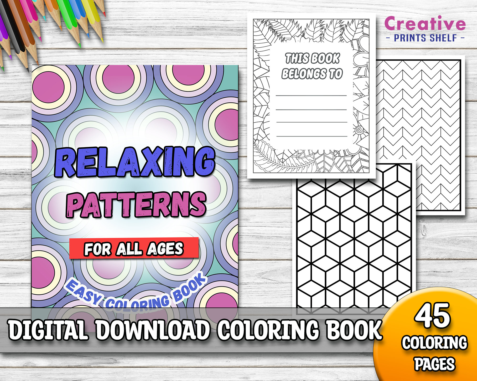 Easy Patterns Coloring Book | Printable Coloring Pages | Geometric ...