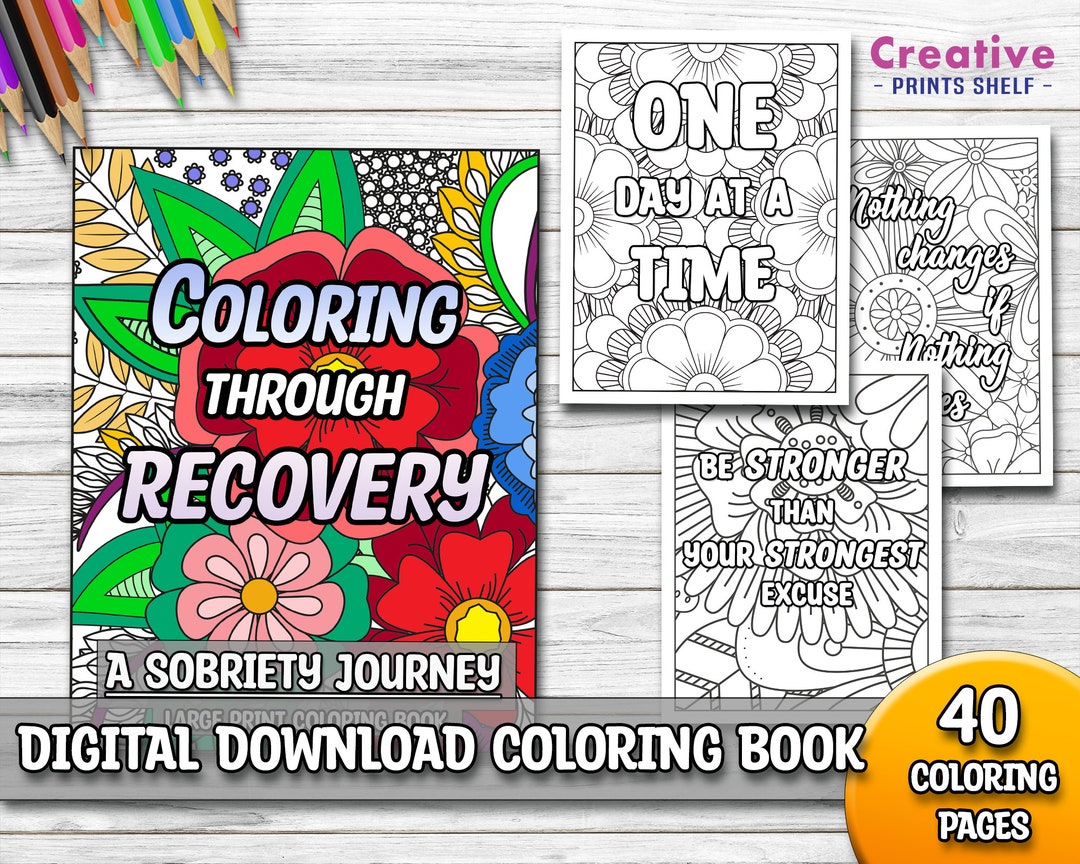 Sobriety Coloring Book Printable Coloring Pages 40 Motivational Quotes ...