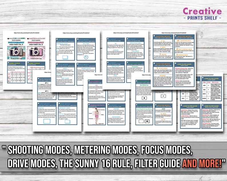 Photography Cheat Sheet Cards Vol 2 Printable | DSLR Basics | Download | Manual Photography ...