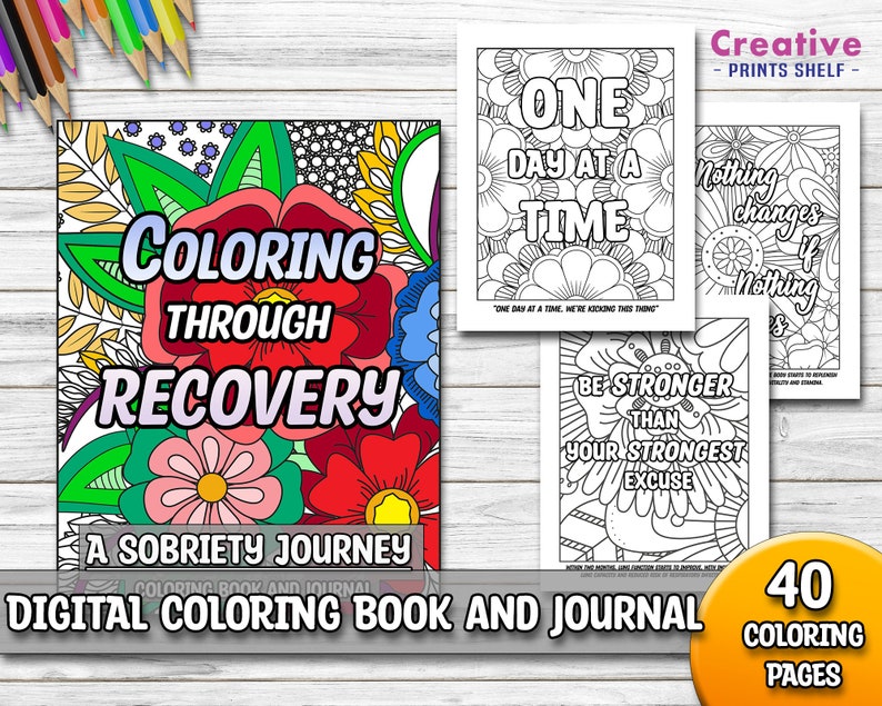 Sobriety Coloring Book | Printable Coloring Pages | 40 Motivational ...
