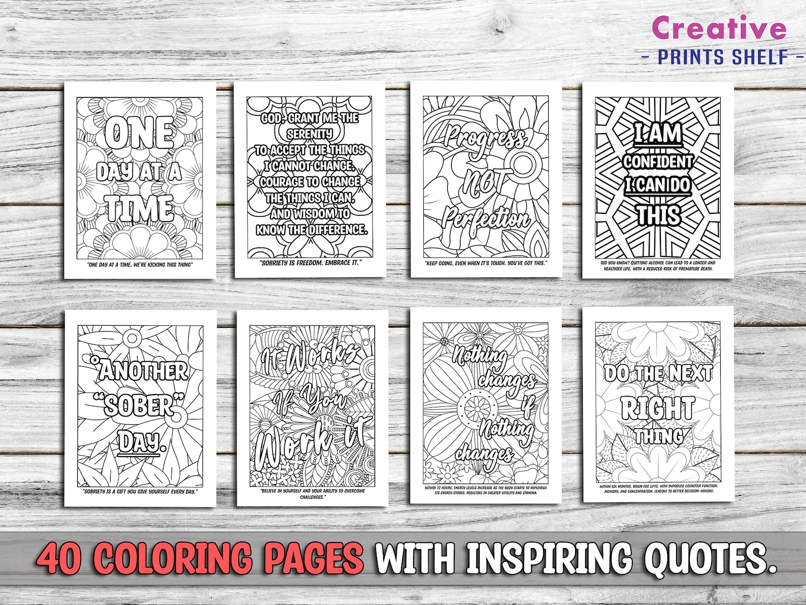 Sobriety Coloring Book | Printable Coloring Pages | 40 Motivational ...