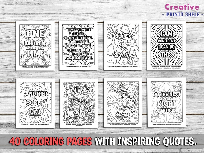 Sobriety Coloring Book | Printable Coloring Pages | 40 Motivational ...