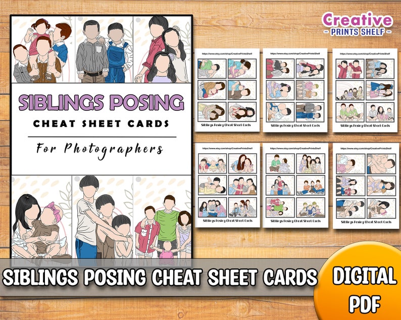 Siblings Posing Cheat Sheet Cards | Printable Photography Basics ...
