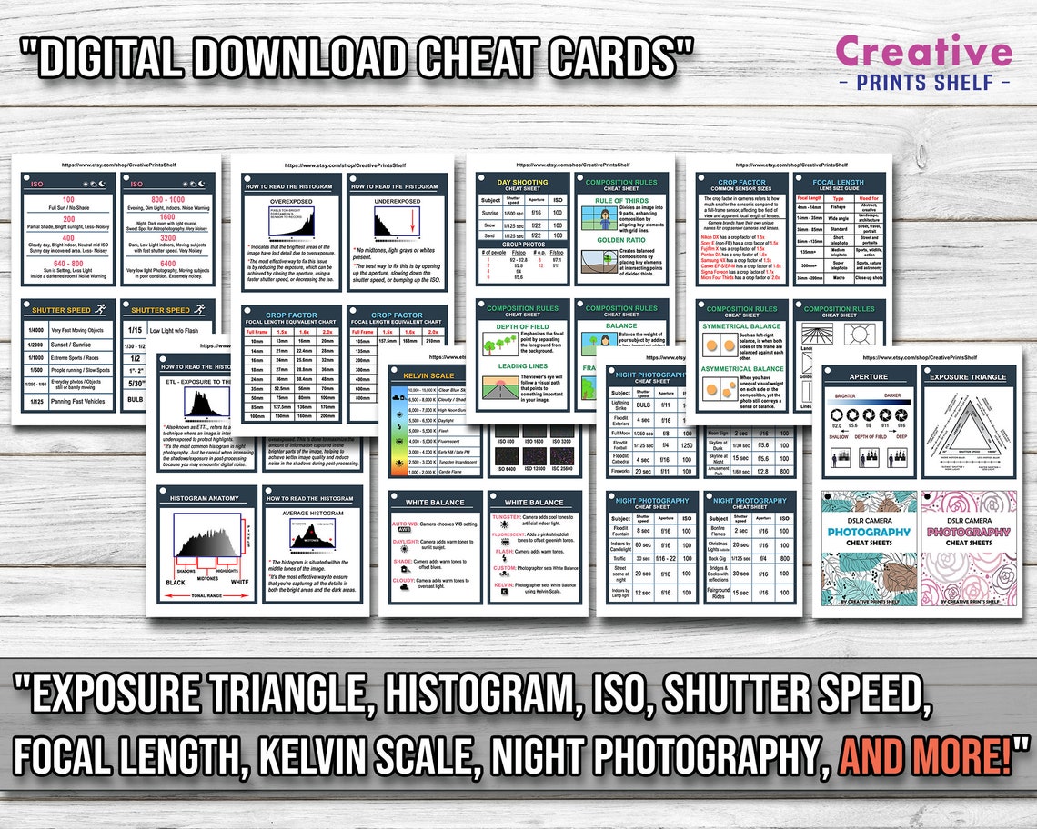 DSLR Cheat Sheet Cards + Couple Posing Cheat Sheet Cards Printable ...
