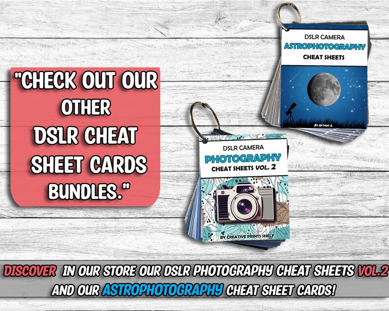 Photography Cheat Sheet Cards | Printable DIY | Basics | Instant Download | for Manual ...
