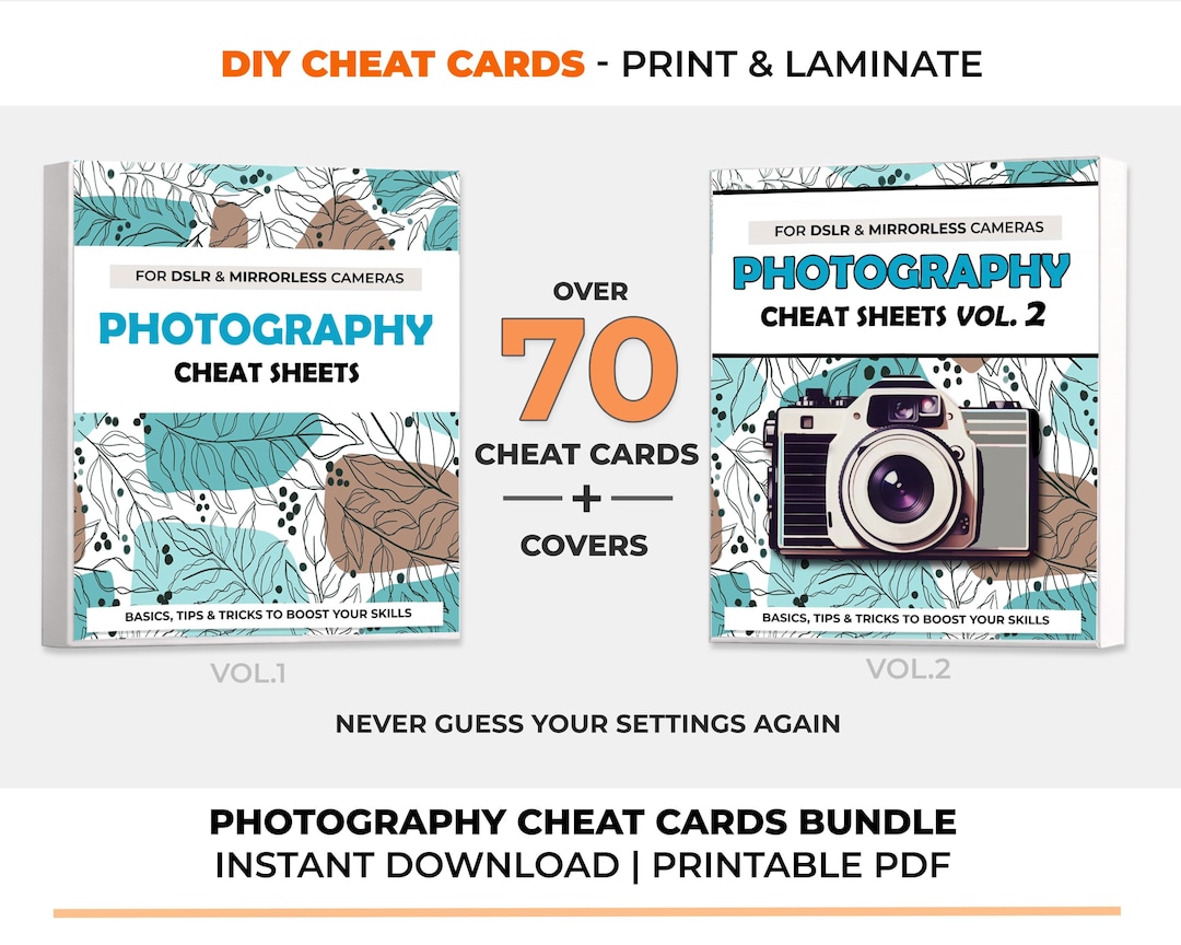 Photography Cheat Sheet Cards Bundle Vol 1 & Vol 2 Printable | Manual ...