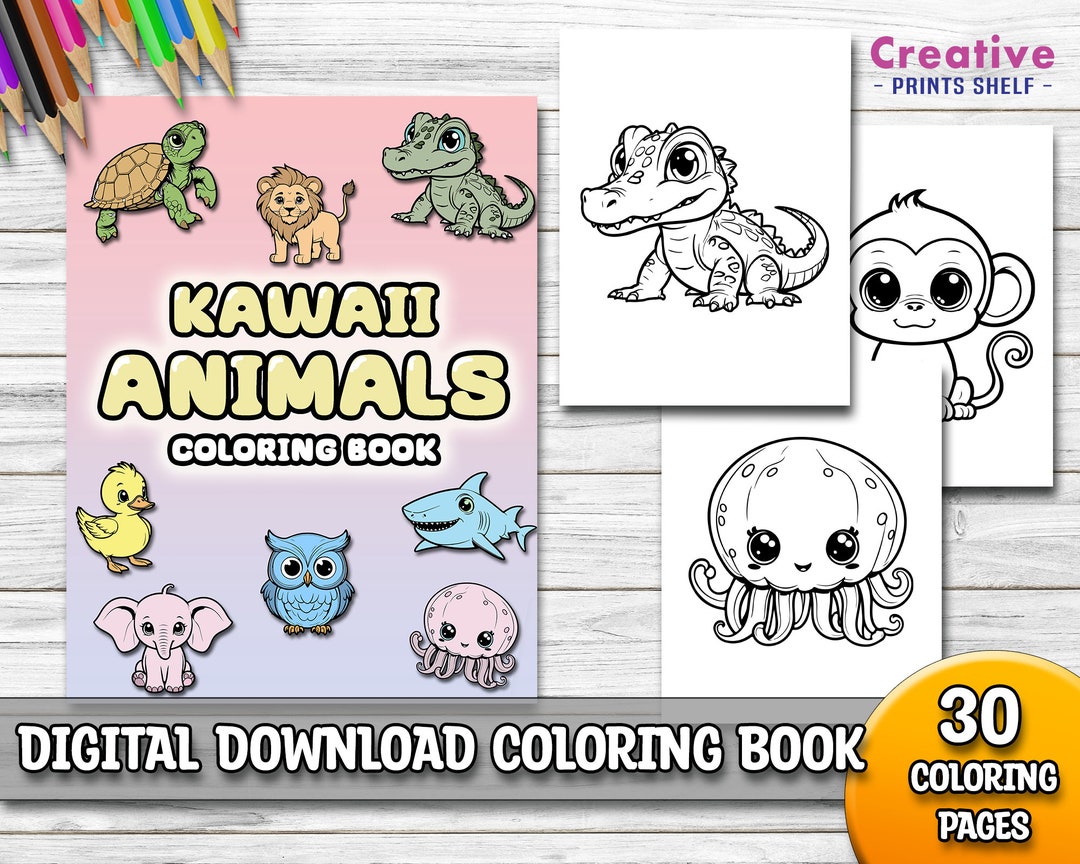 30 Kawaii Animals Coloring Pages Book | Printable Coloring Pages for ...