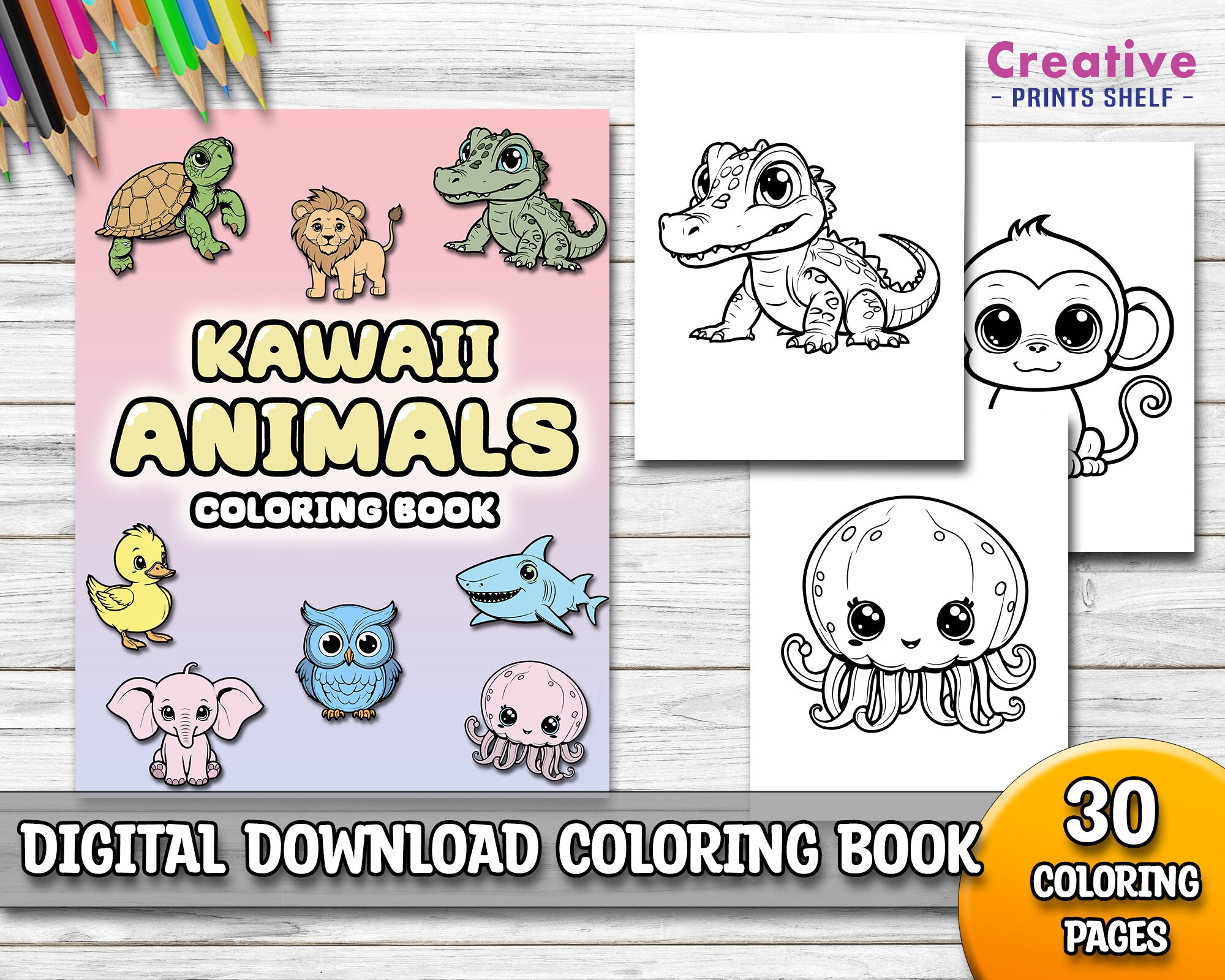 30 Kawaii Animals Coloring Pages Book | Printable Coloring Pages for ...