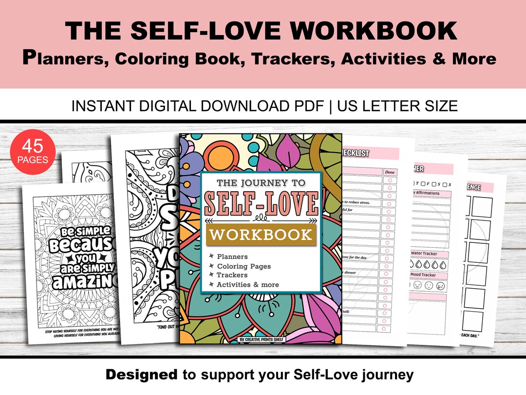 Self Love Workbook Self Care Coloring Book Motivational Quotes Instant ...