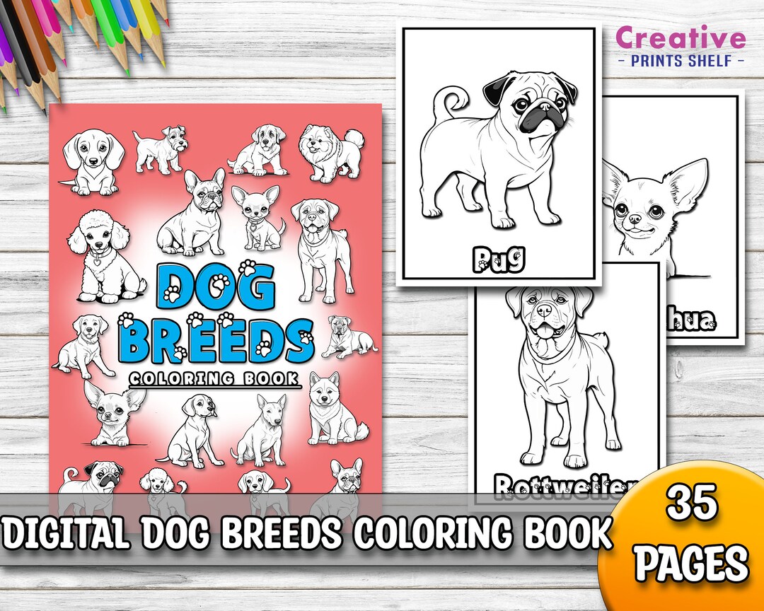 Easy Dog Breeds Coloring Book | Printable Coloring Pages for Kids ...