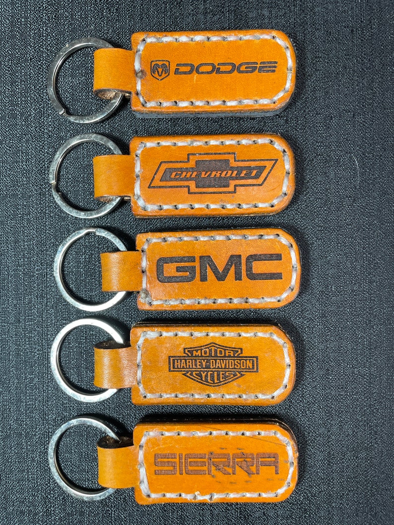 Personalized Leather Keychains Car Brands, Military, Sports, Hobbies ...