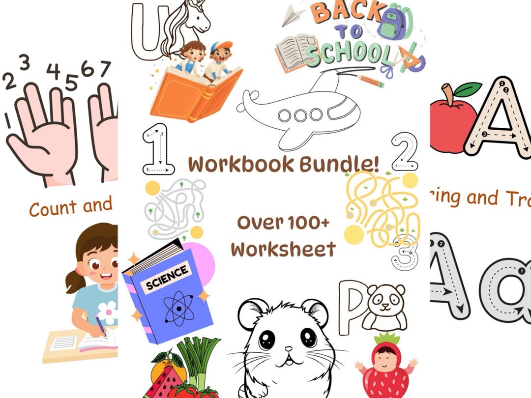 Printable Kids Workbook Bundle: 100+ Learning Activities (PDF & PNG ...