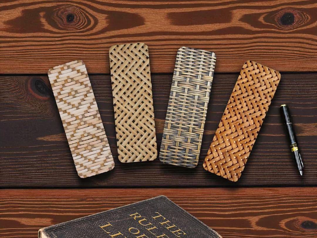 Set of 4 Design Rattan Woven Texture Printable Bookmarks , Digital ...
