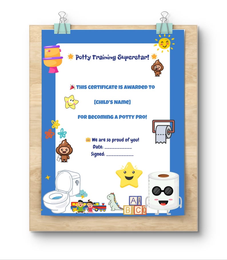 Editable Potty Training Certificate - Canva Template Printable Award ...