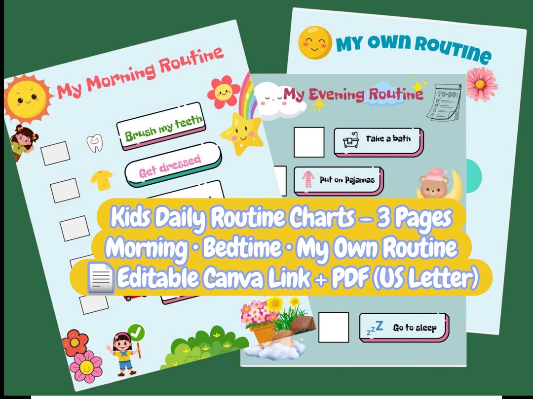 Printable Kids Daily Routine Chart , Kids Daily Routine Template ...