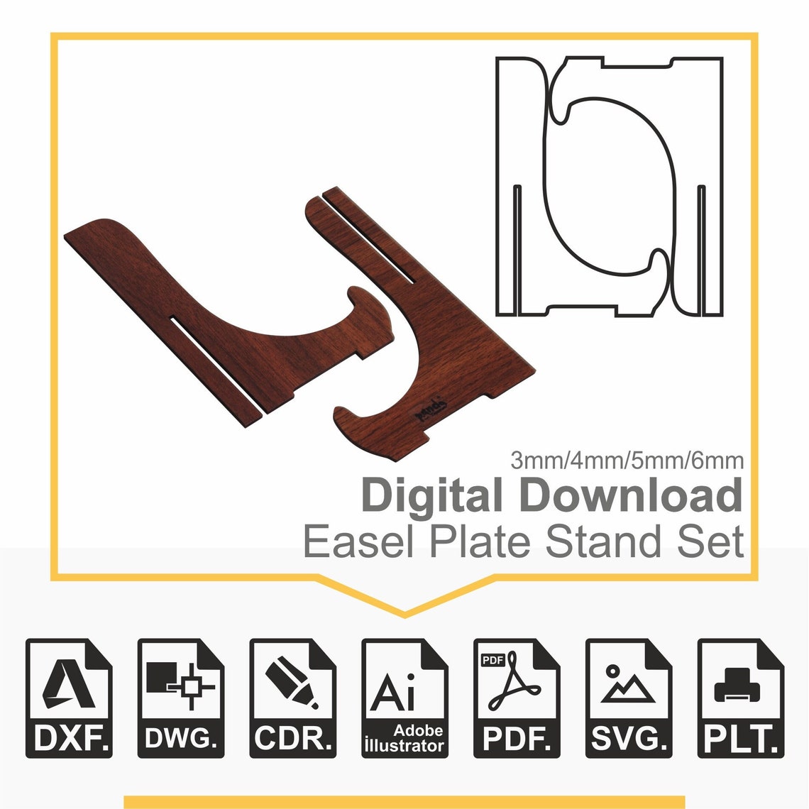 Easel Plate Stand Laser Cut Drawing 3-4-5-6mm 12xpcs Set - Etsy