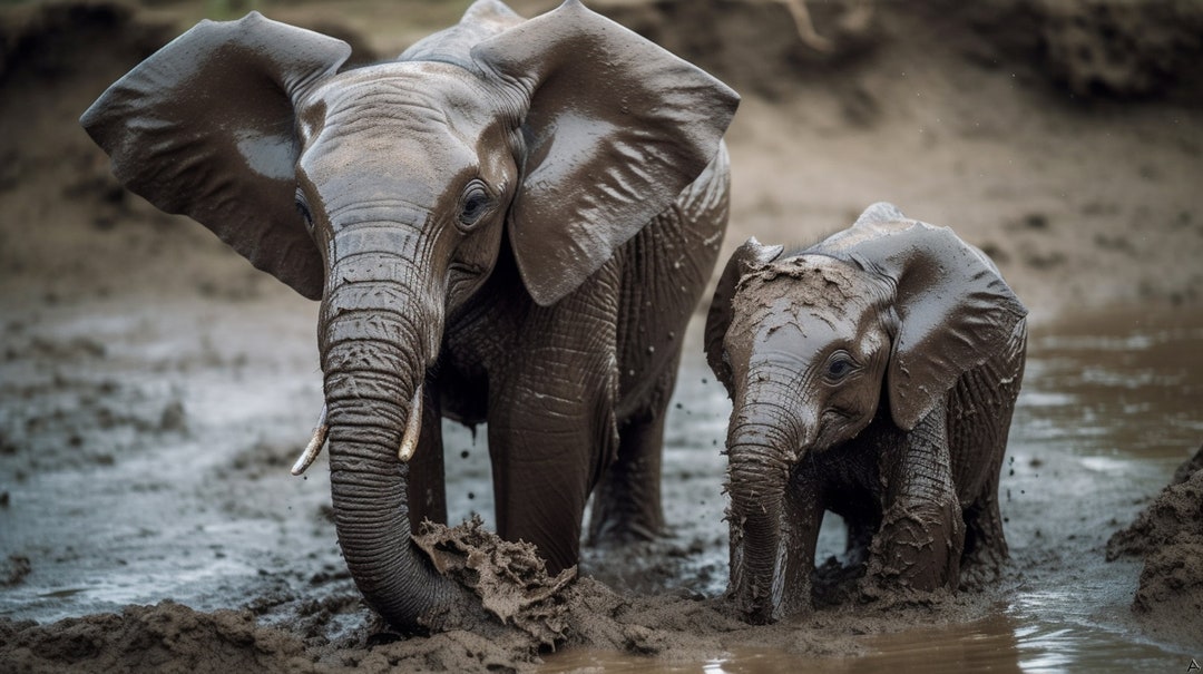 Digital Ai Art Download Baby Elephant Ele POSTER, WALLPAPER - Etsy