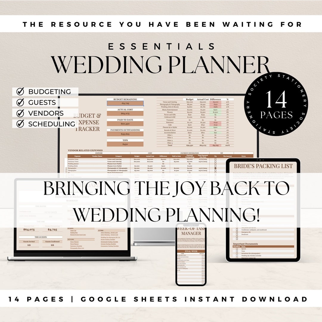 Wedding Planning Spreadsheet Google Sheets | Wedding Planner & Guide ...