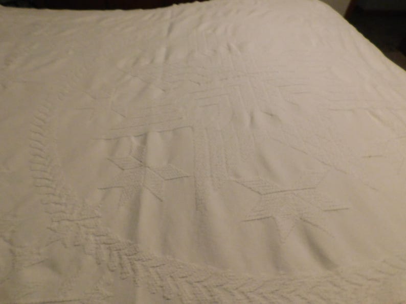 26-67 Vint White Full Double Matrimonial Crown Crafts Cotton Chenille ...