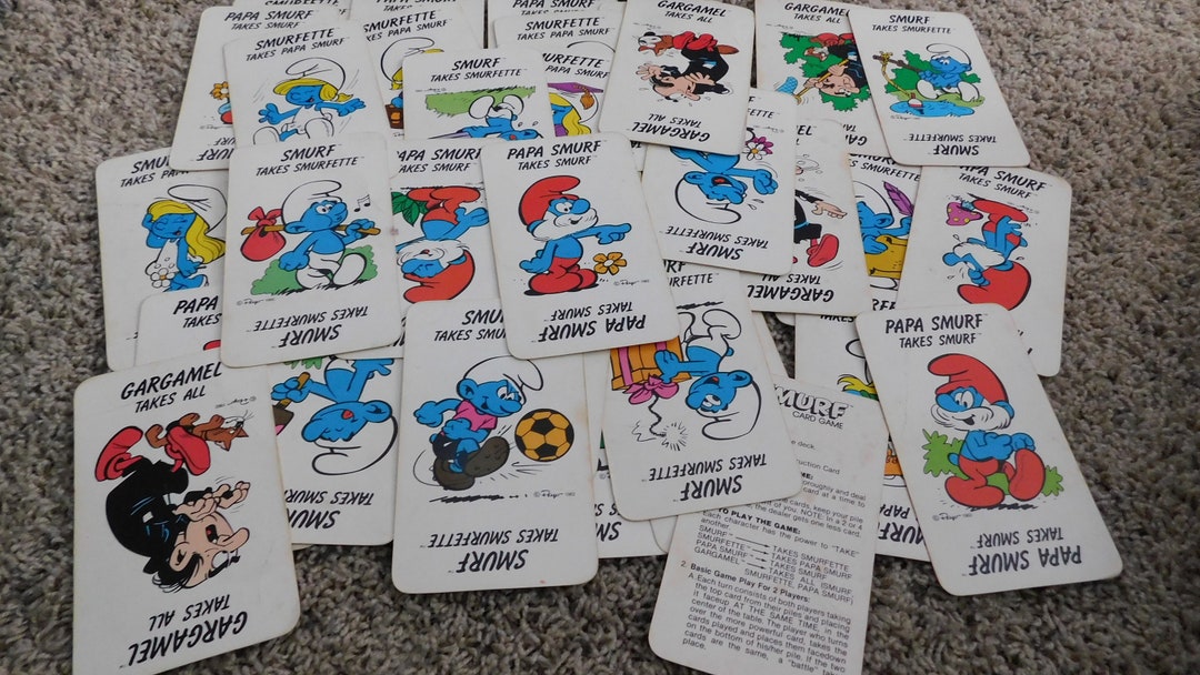 24-60 Vintage 1982 the Smurf Card Game Smurfette Papa Gargamel Smurf ...