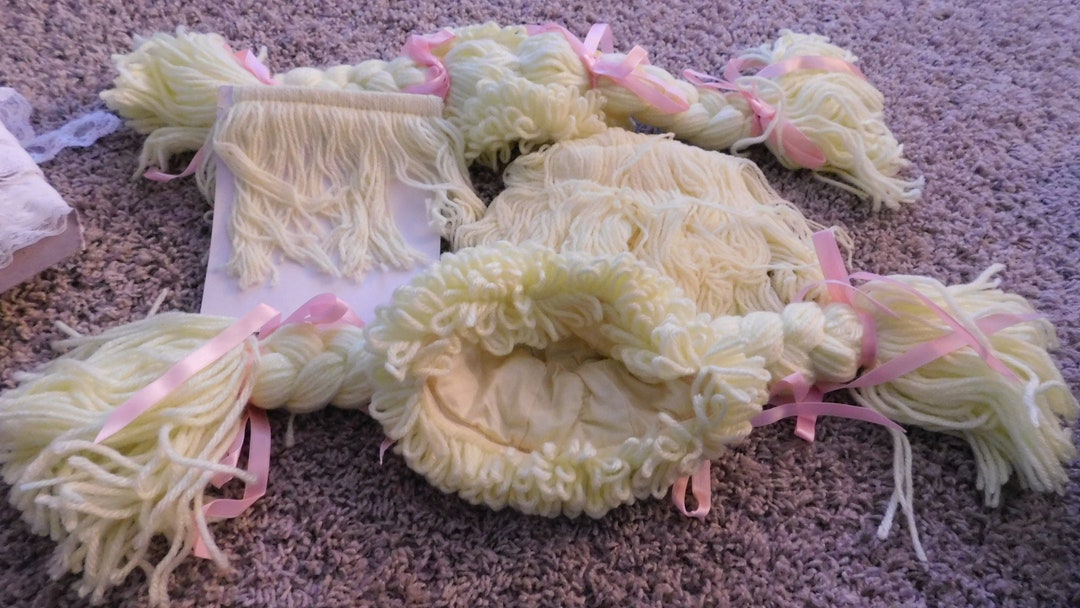 24-06 Lot of Handmade Yellow Yarn Baby Rag Dolls Wigs Hair Doll Making ...