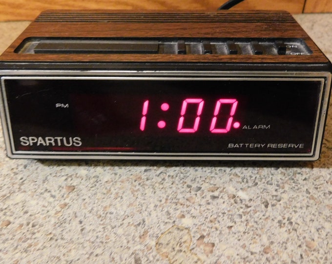 24-164 Vintage Spartus Sonic Wood Grain Model 1108 Digital Tested Alarm ...