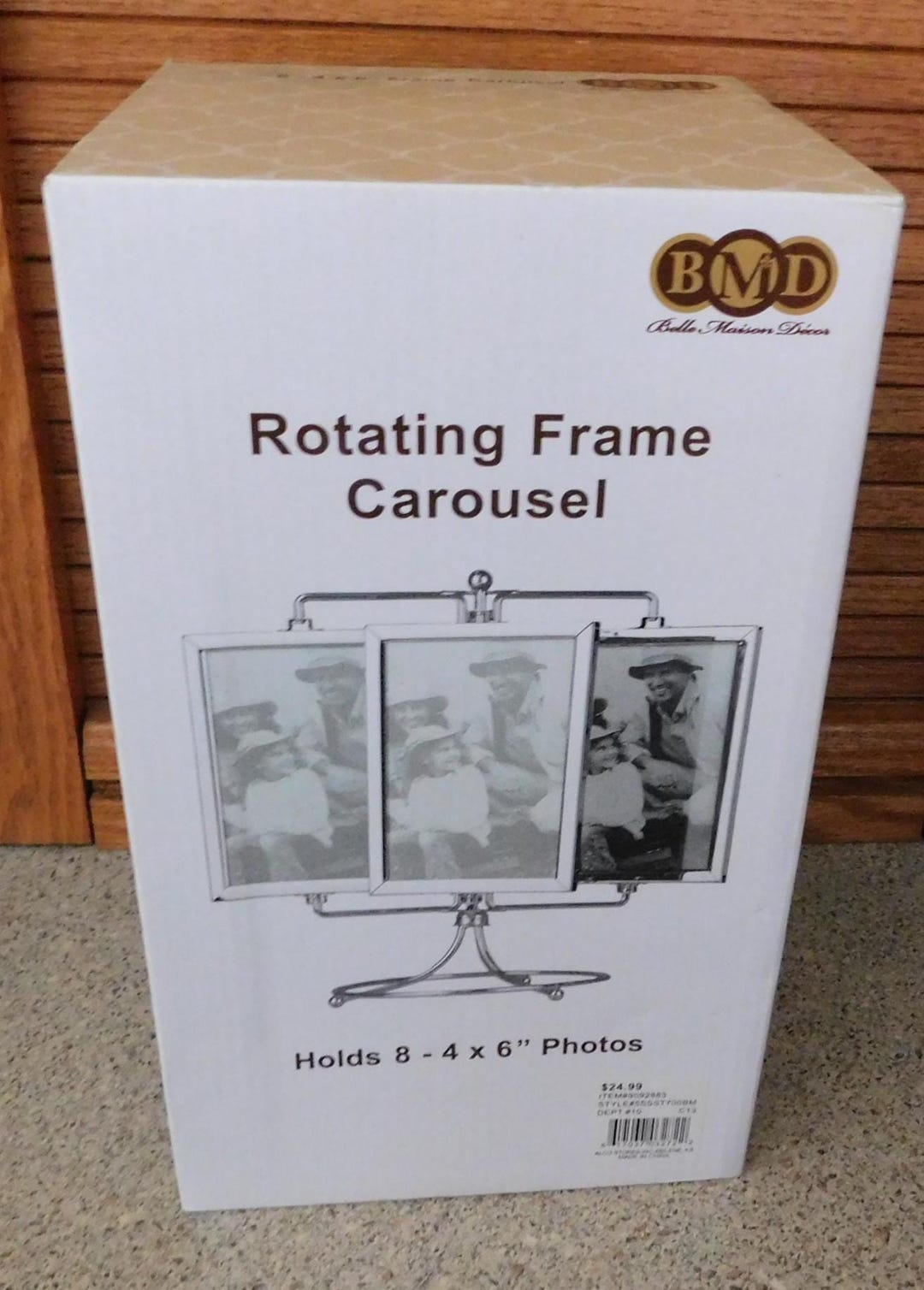 25-1261B NOS Belle Maison Decor Rotating Frame Carousel Holds 8 - 4" X ...