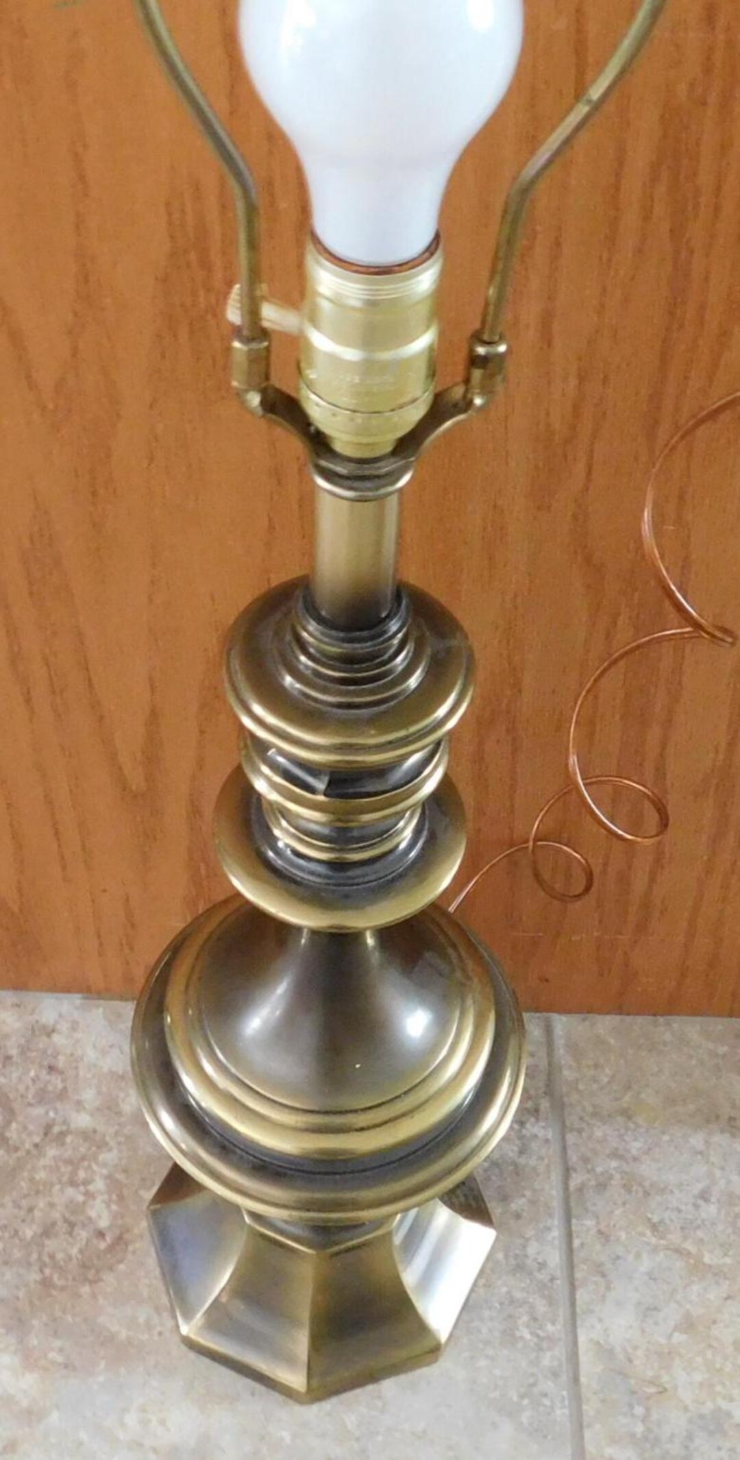 Etsy 25-634 Vintage Solid Brass STIFFEL 8 Sided Base 32" Table Lamp 3 ...