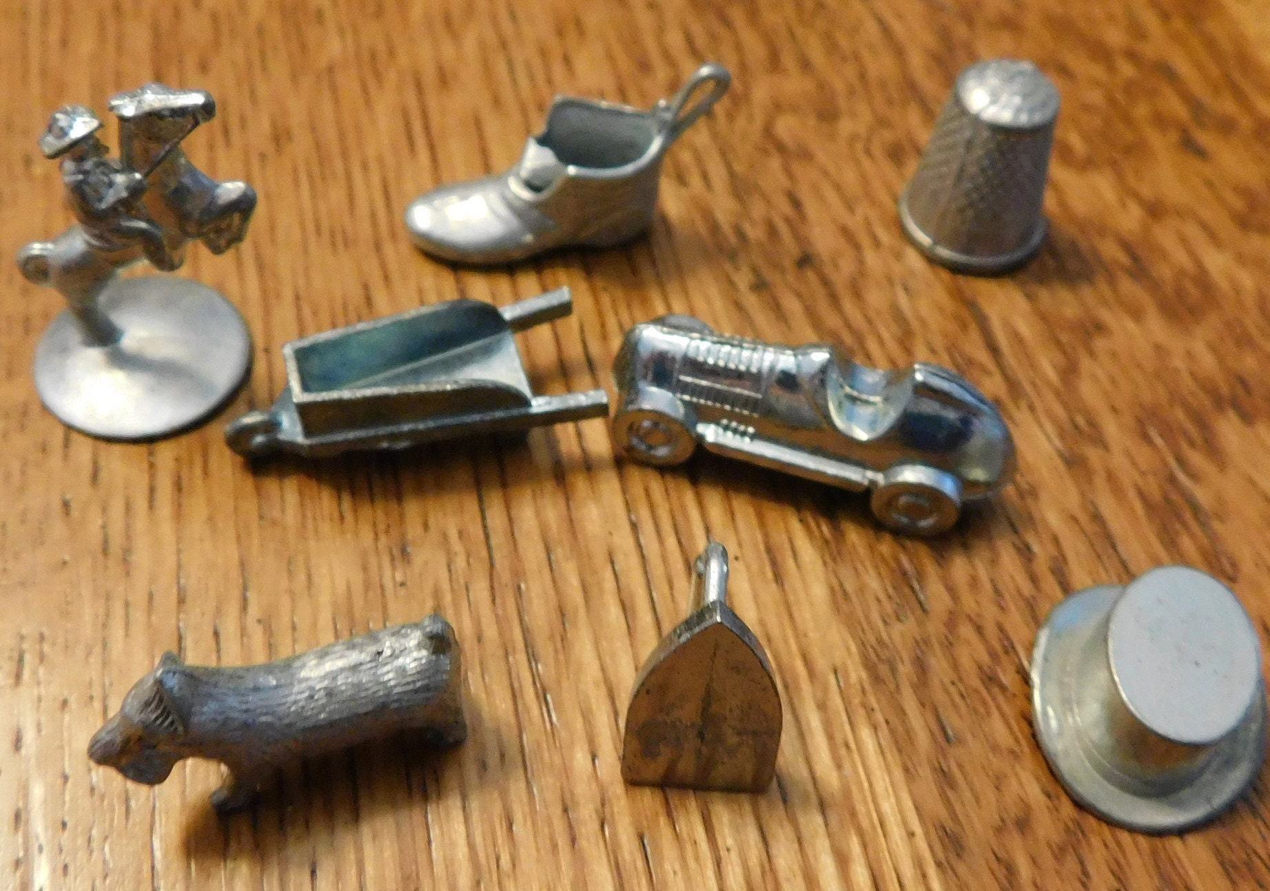 24-455 8 Vintage Metal Monopoly Game Token Replacement Pieces Terrier ...